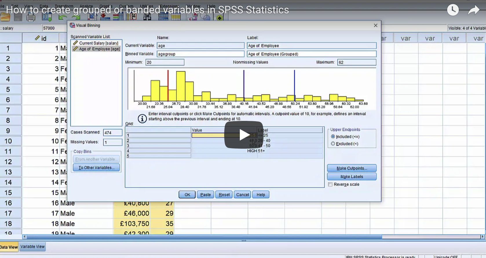 How to create grouped or banded variables in SPSS Statistics - Smart ...