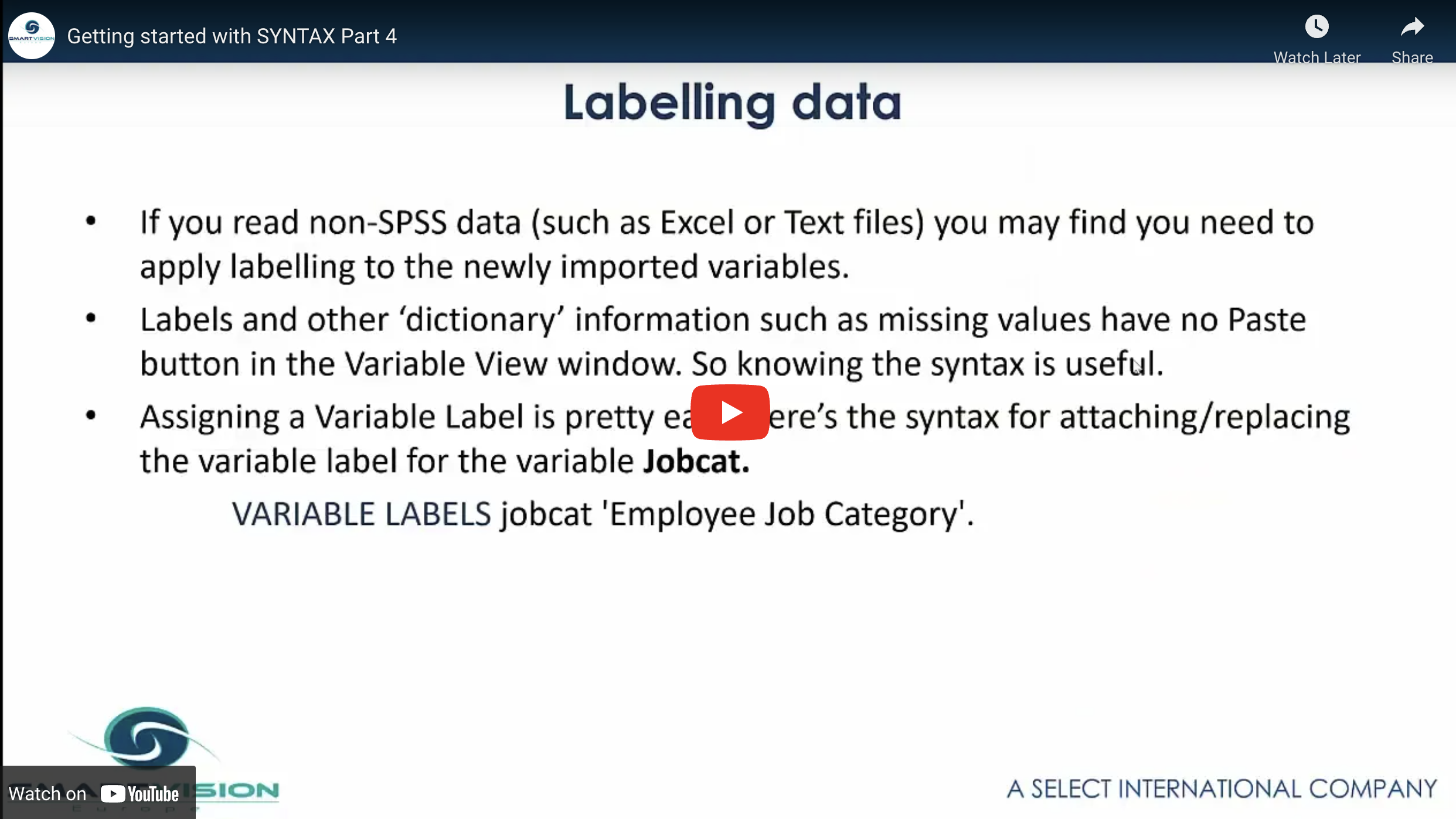 Useful syntax procedures - Smart Vision Europe