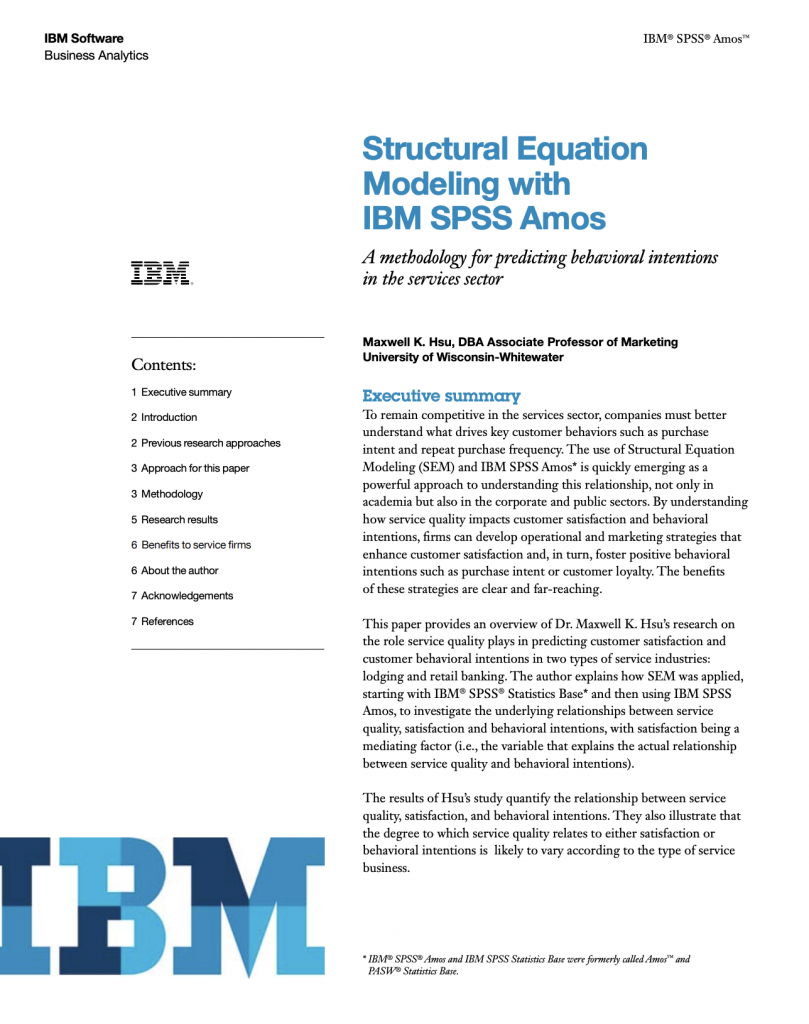 Structural equation modelling with IBM SPSS Amos - Smart Vision Europe Structural equation modelling with IBM SPSS Amos - Smart Vision Europe